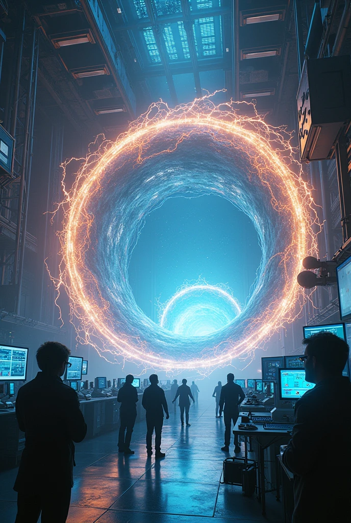 A giant dimensional portal in an energy experiment laboratory - SeaArt AI