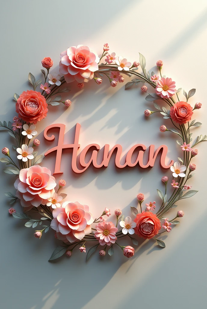 3D Name Hanan with flower decoration - SeaArt AI