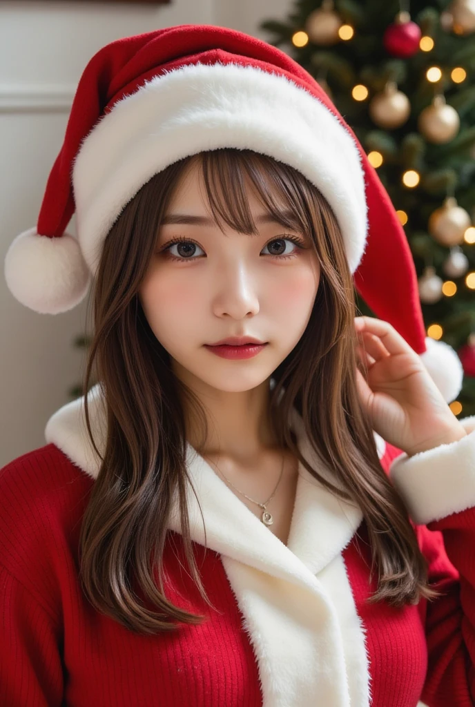 1girl,gal,christmas clothing,christmas headwear,,(best quality - SeaArt AI