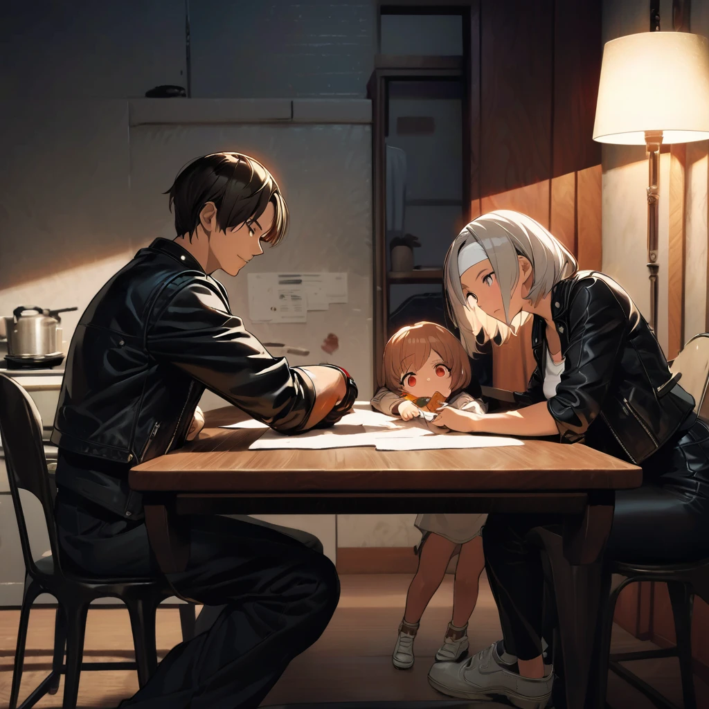 anime characters sitting at a table with their s, anime stills featured ...