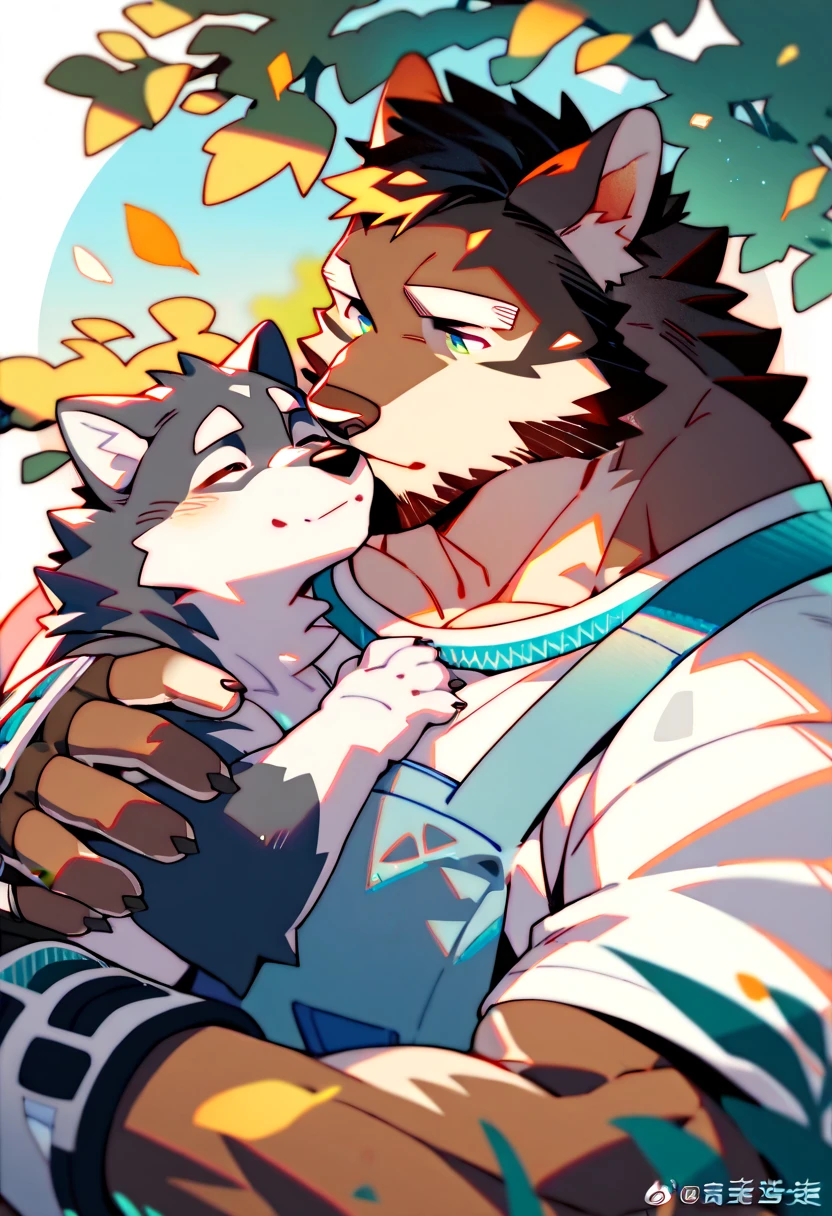 A furry wolf and bull couple kissing cutest, wolf and bull couple ...