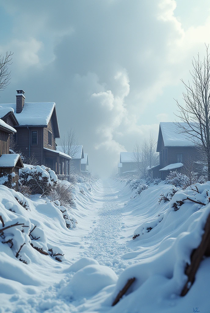 Give me a very detailed and realistic image of an extreme snowstorm ...