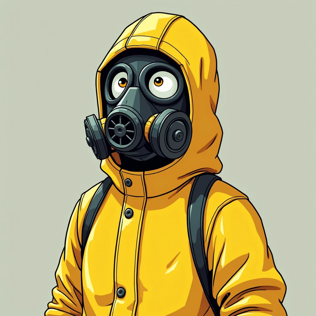 Cartoon character, With black gas mask and yellow Breaking Bad outfit ...