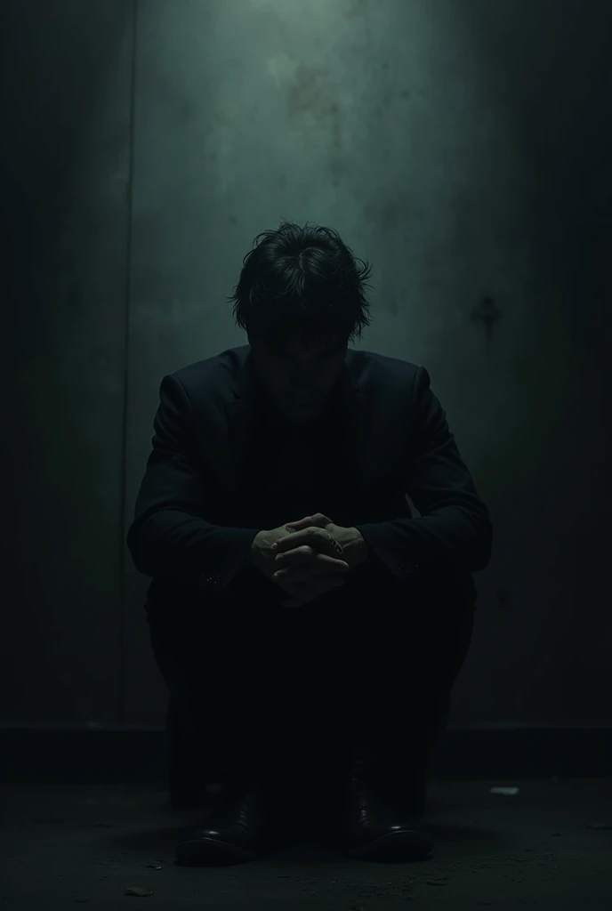 A sad men shadow, siting, crying - SeaArt AI