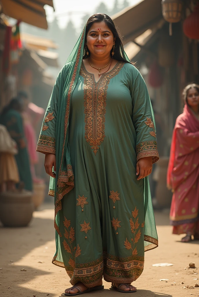 A chubby adult short heighted pakistani girl in Shalwar kameez - SeaArt AI