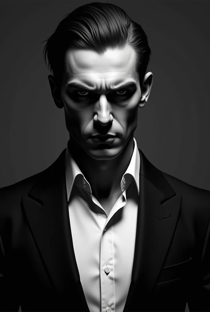 Formal man, monochrome, sharp form, dark shadows - SeaArt AI