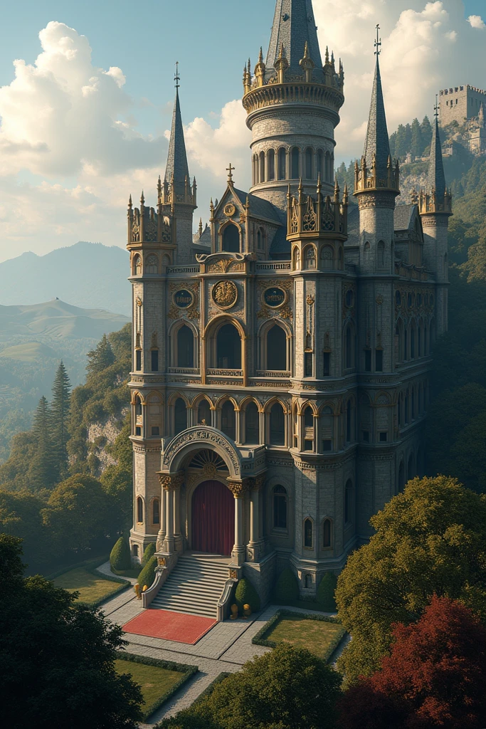A huge dictator's medieval fun-fashioned mansion - SeaArt AI