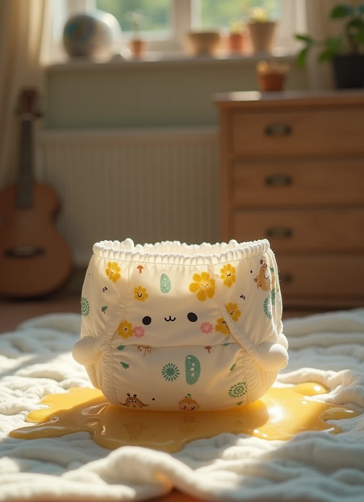 in a diaper full of pee、The pattern on the diaper is cute - SeaArt AI