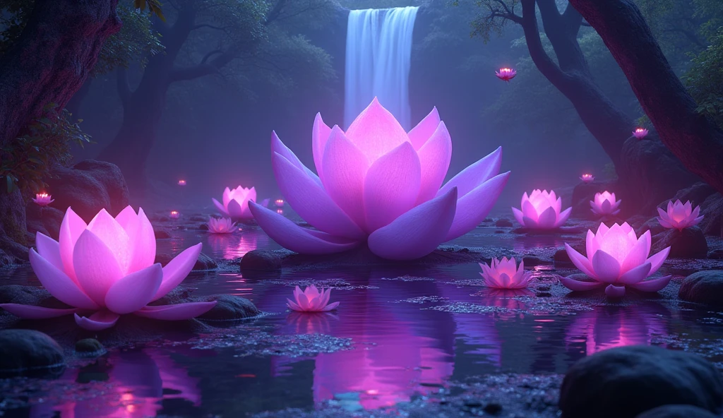 A beautiful giant fluorescent violet rose , 7 large violet candles ...