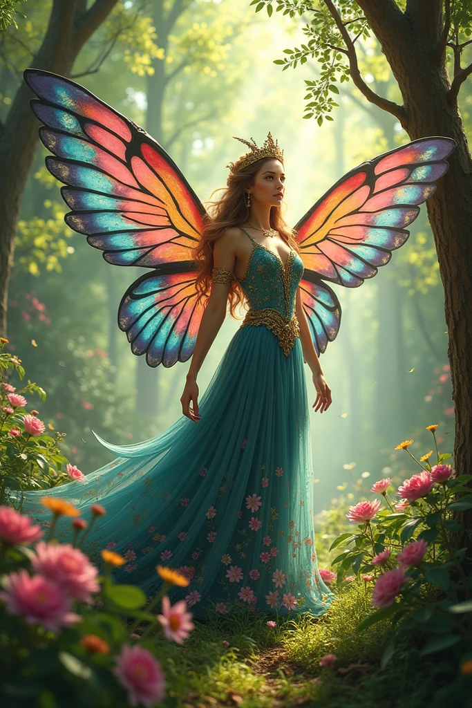 "Create a stunning fantasy artwork of a forest goddess and a mystical ...