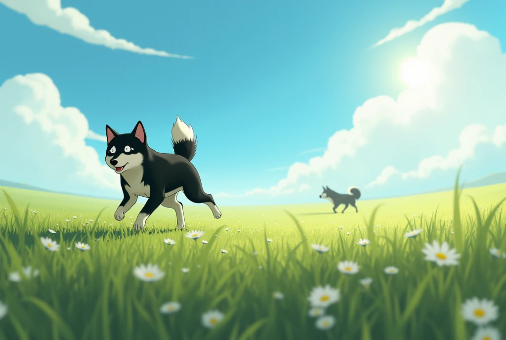 Large meadow , no one,Sky Stage , The Sun shining through the clouds ...