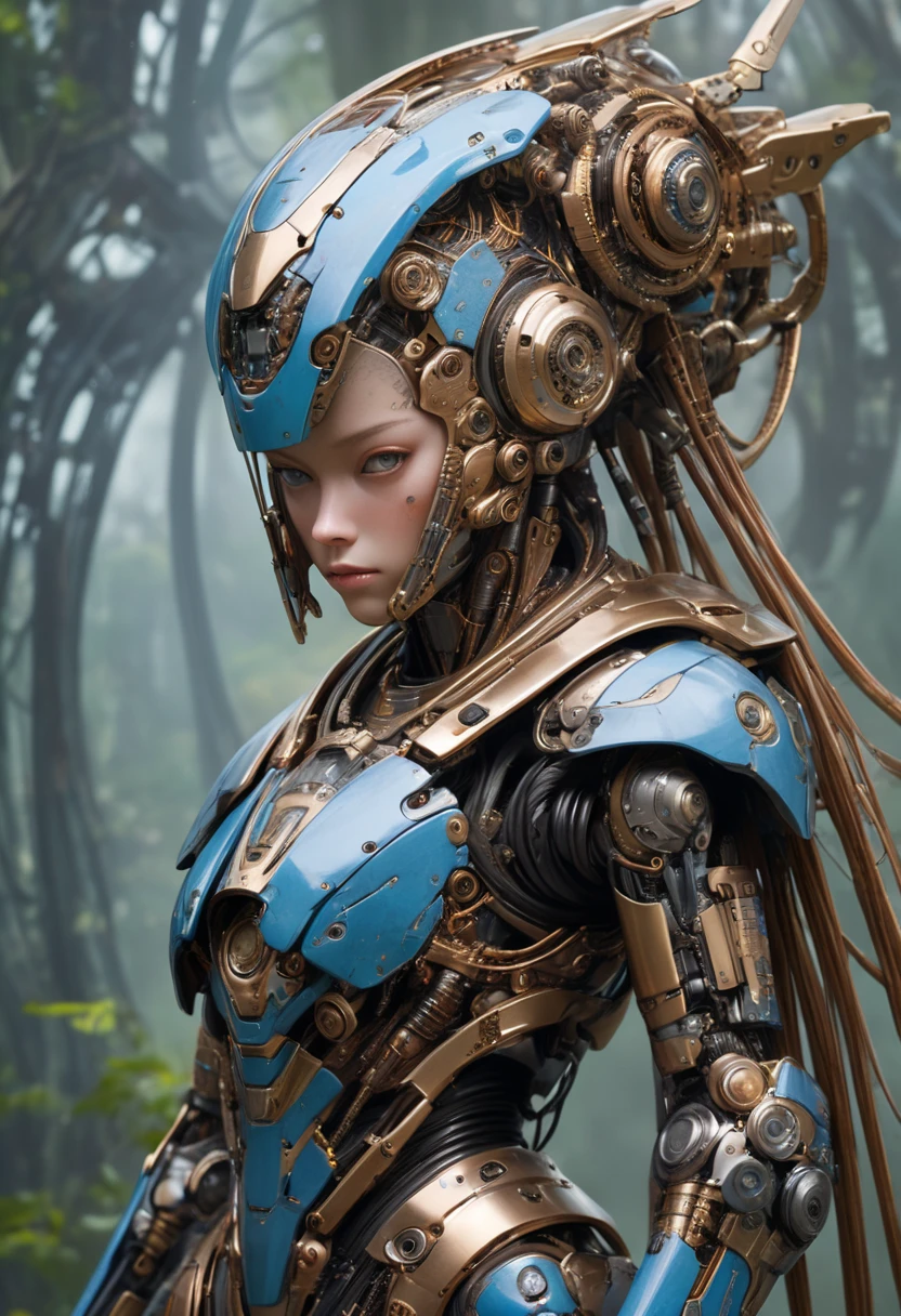 "Design a highly detailed and realistic female android with a ...