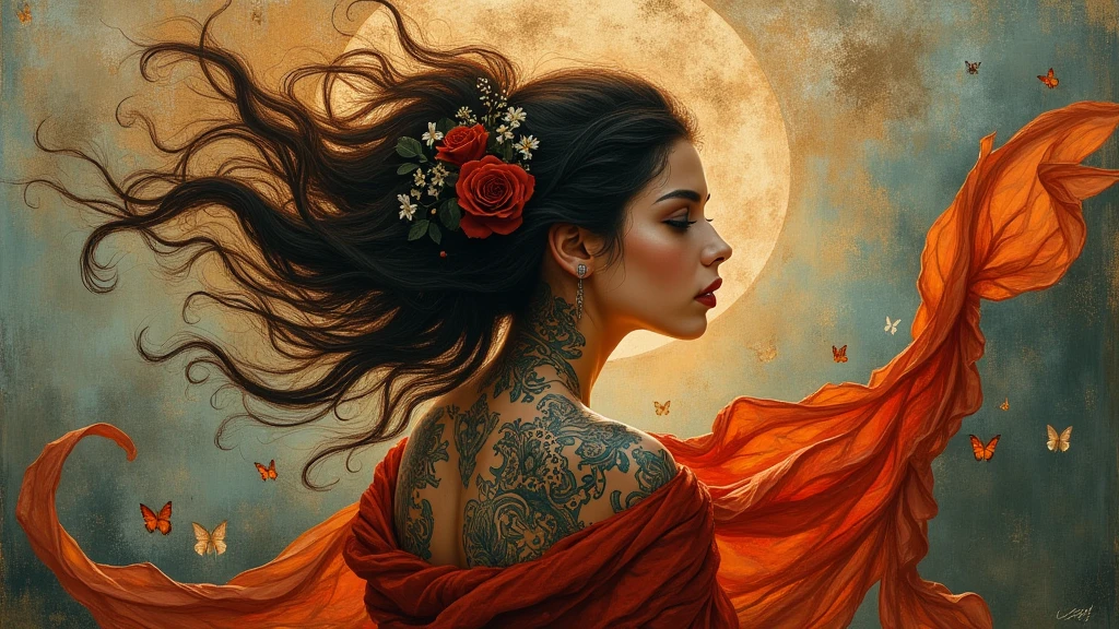 The artwork radiates an intimate allure through expertly blended ...