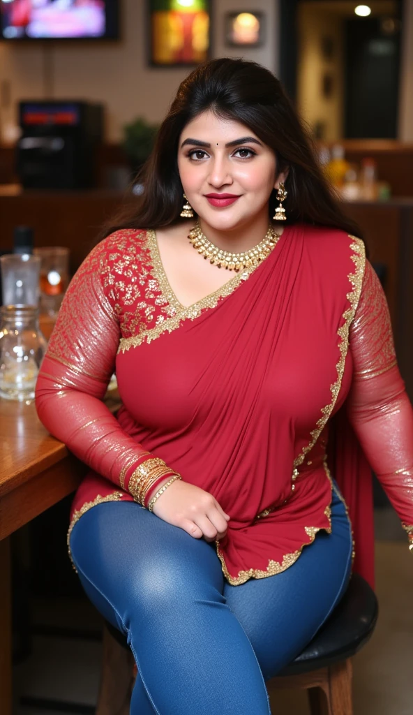 Full body view of a plus size tall and big giant indian wife - SeaArt AI