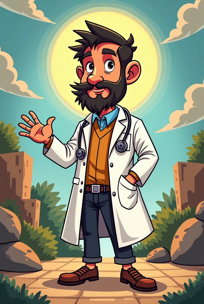 Saint Matthew dressed as doctor Jacelo cartoon - SeaArt AI