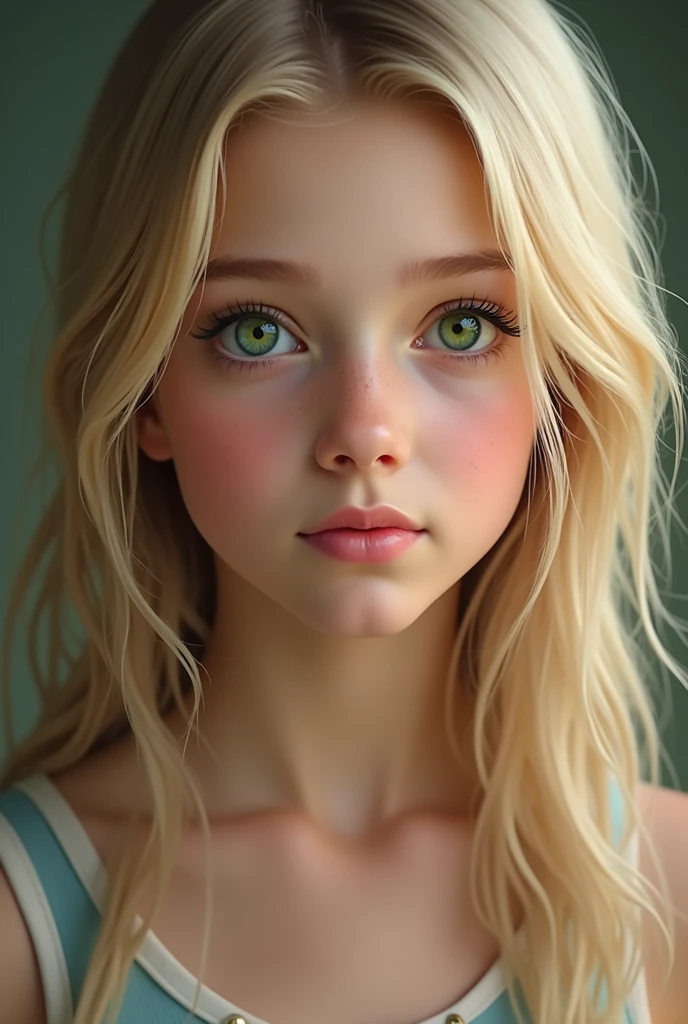 Rens Green-eyed, Blonde and white of 15 years , beautiful - SeaArt AI