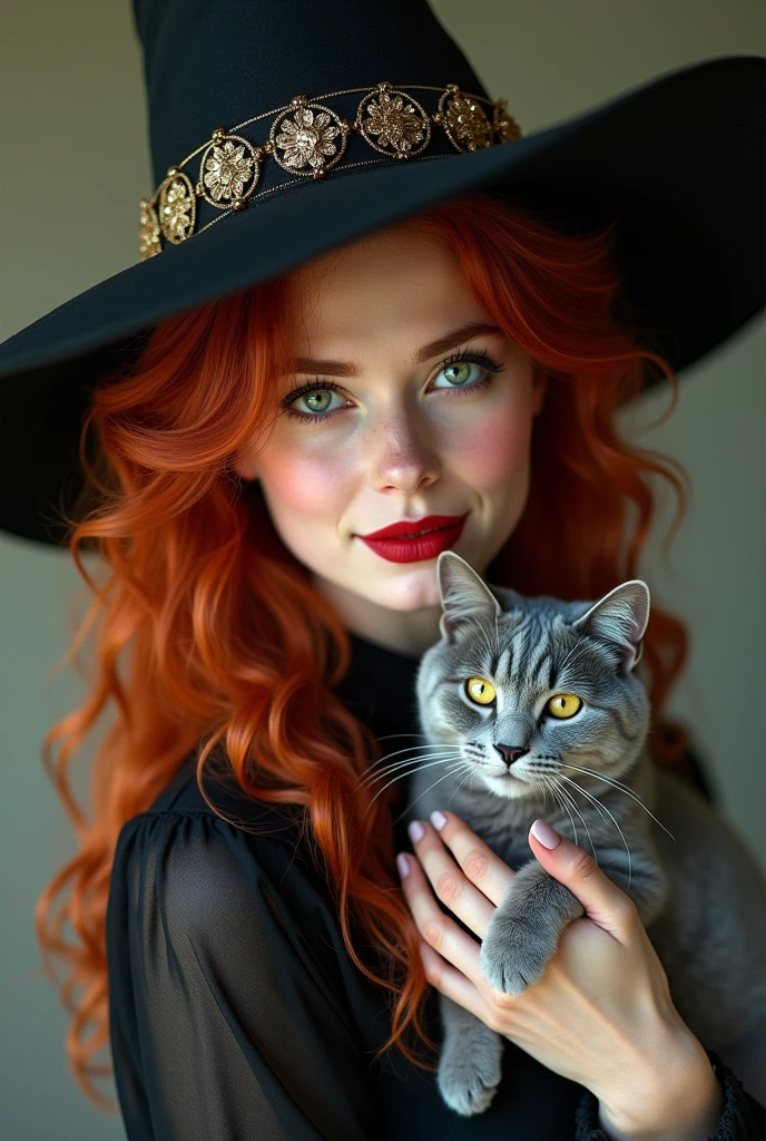 Red-haired witch beautiful witch hat Realistic photo of a blond haired ...