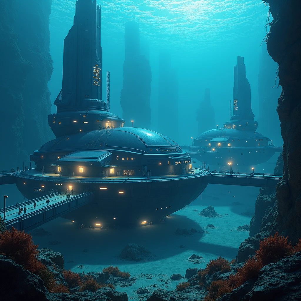 (photorealism:1.2), futuristic military underwater base - SeaArt AI