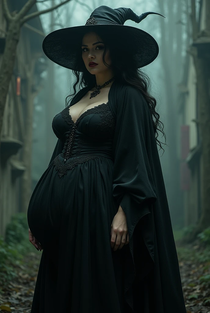 Create a big ass busty gothic with a witch's hat - SeaArt AI