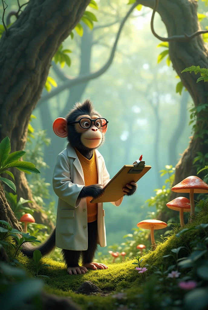 Biologist monkey in a forest - SeaArt AI