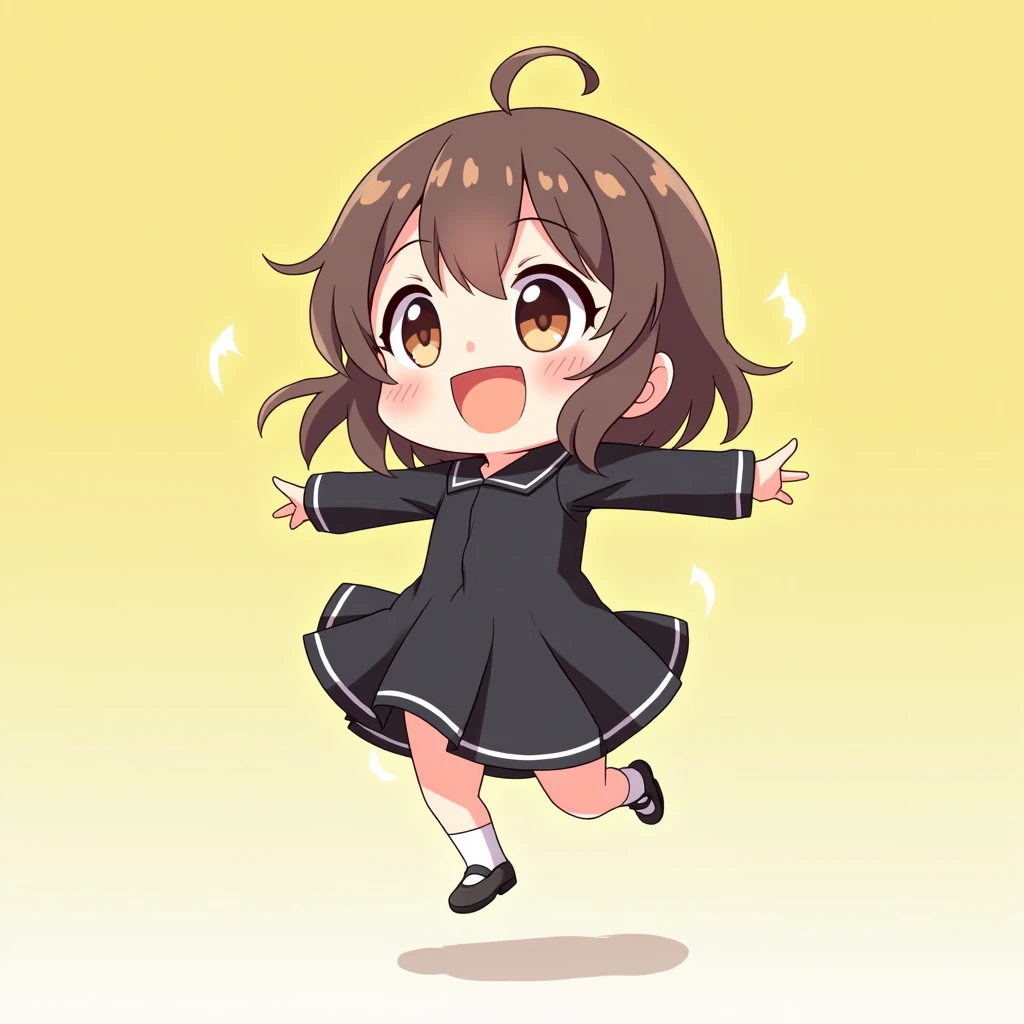 Chibi、anime、 1 girl , whole body、 center-parting hairstyle、Chest length ...