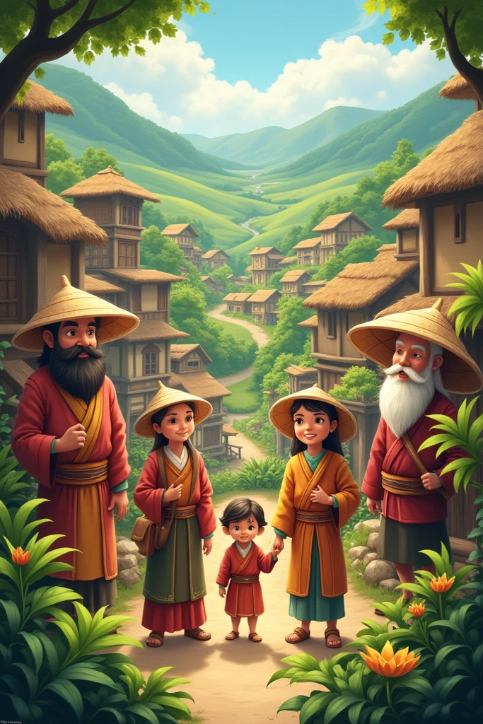 Villagers known for their wisdom and harmonious lifestyle, engaging in ...