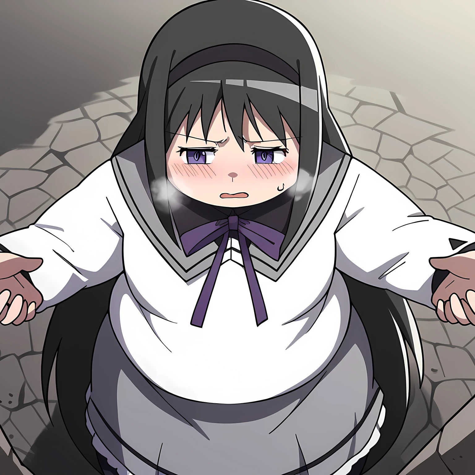 Anime character with a hood on and a hood over her head（akemi homura ...