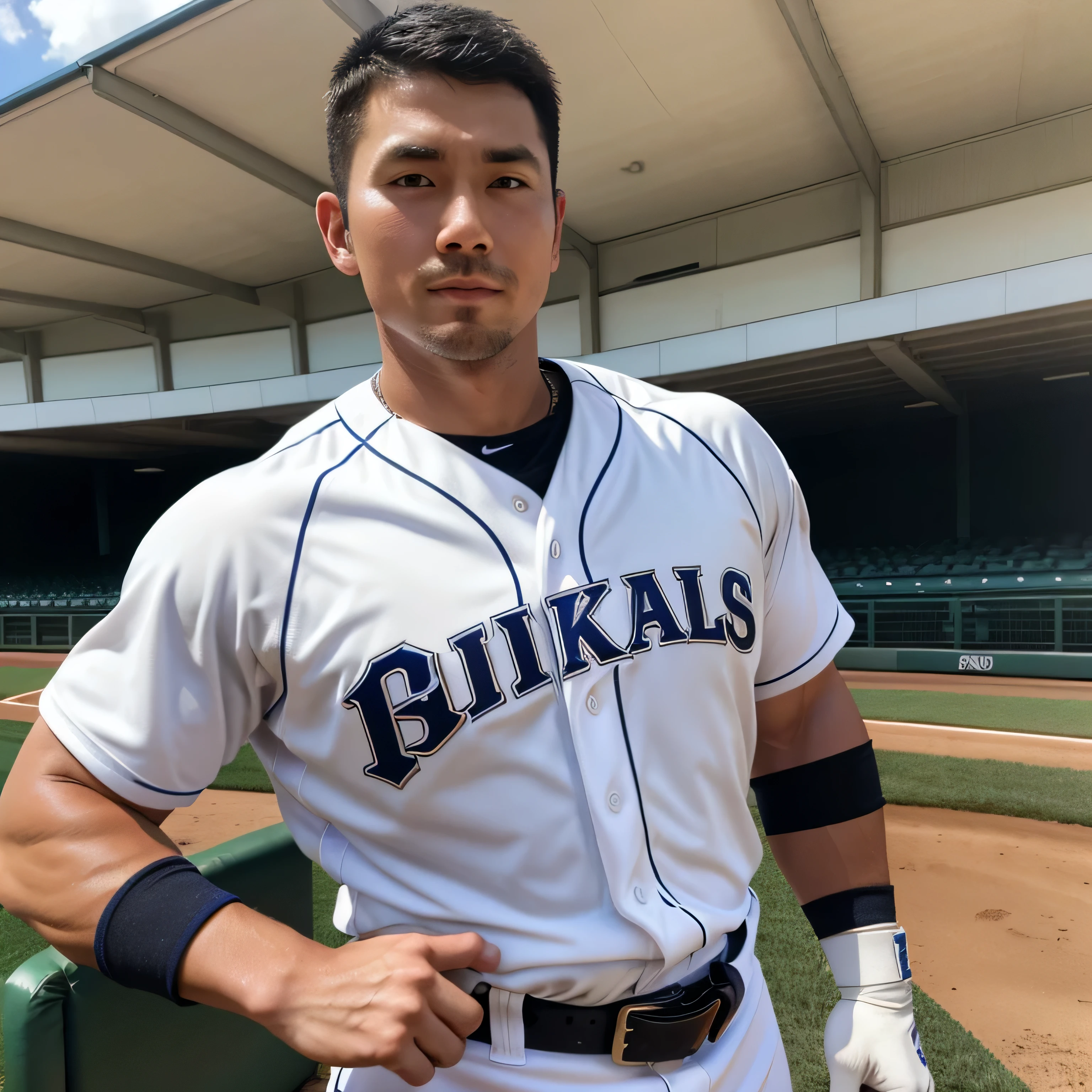 Arafed baseball player in uniform standing in a stadium - SeaArt AI