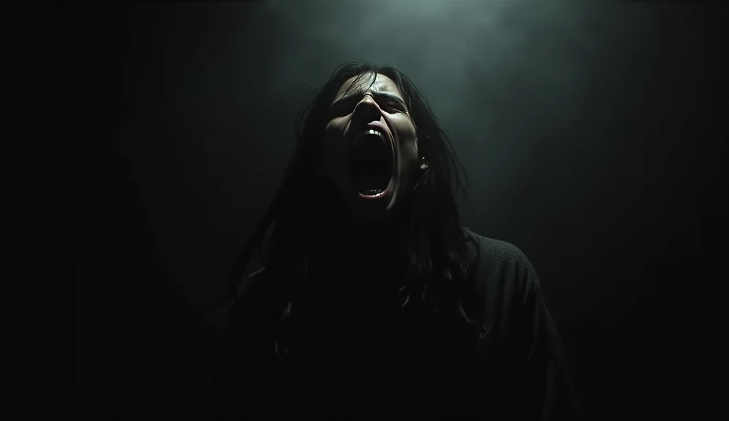 Cuts to complete darkness, accompanied by a chilling scream. - SeaArt AI