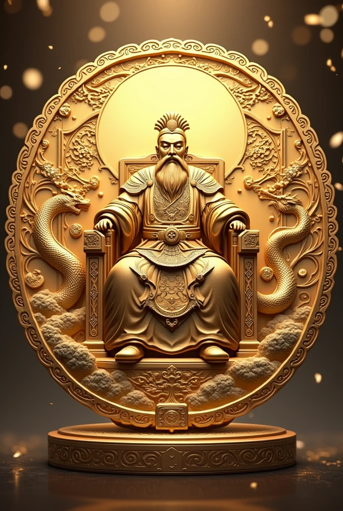 Create an image of a "God Guan Yu" The coin features a circle - SeaArt AI