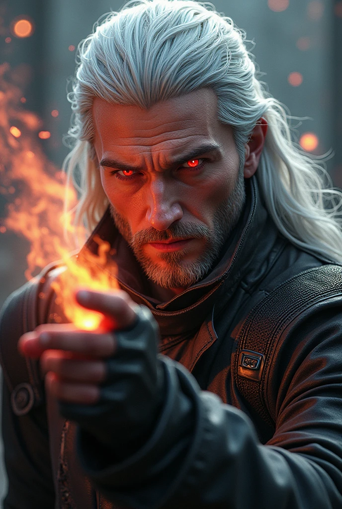 Real film , hautporen, a male, white hair, long hair, light skin ...