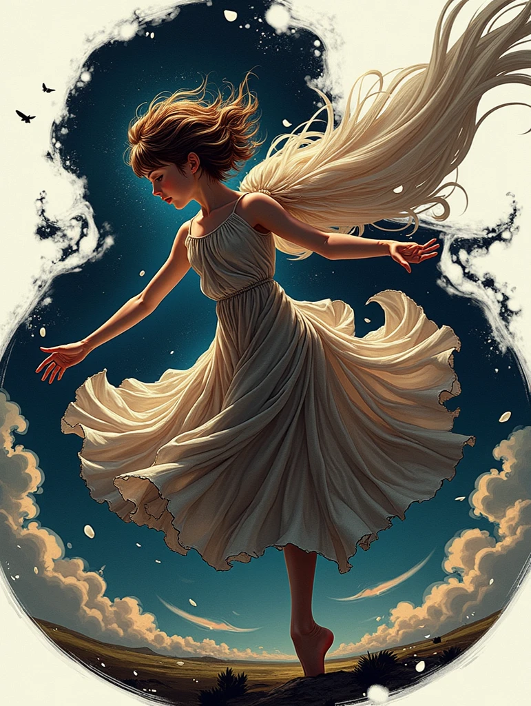 Illustration of flying girl - SeaArt AI