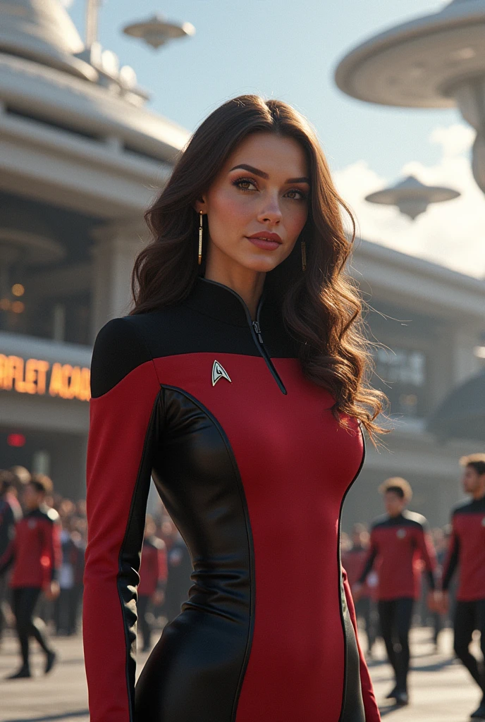Sexy, pretty Star Trek babe, tight Starfleet Uniform (red and Black ...