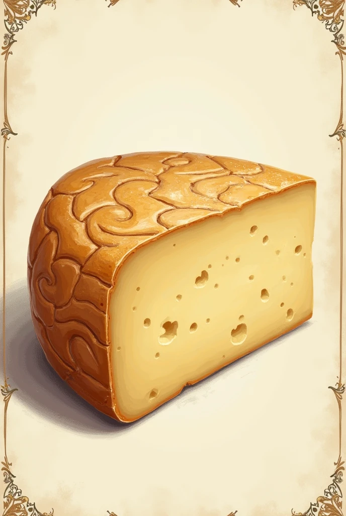 Medieval handwritten style image of cheese . Product only no ...