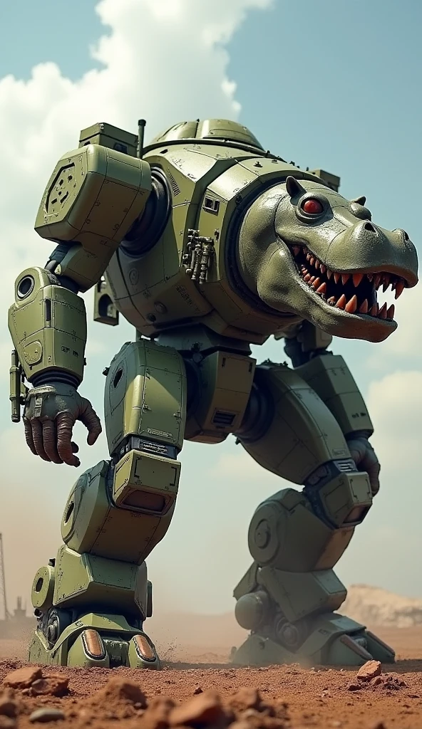Transformer Hound shaped like a hippopotamus with war weapons - SeaArt AI