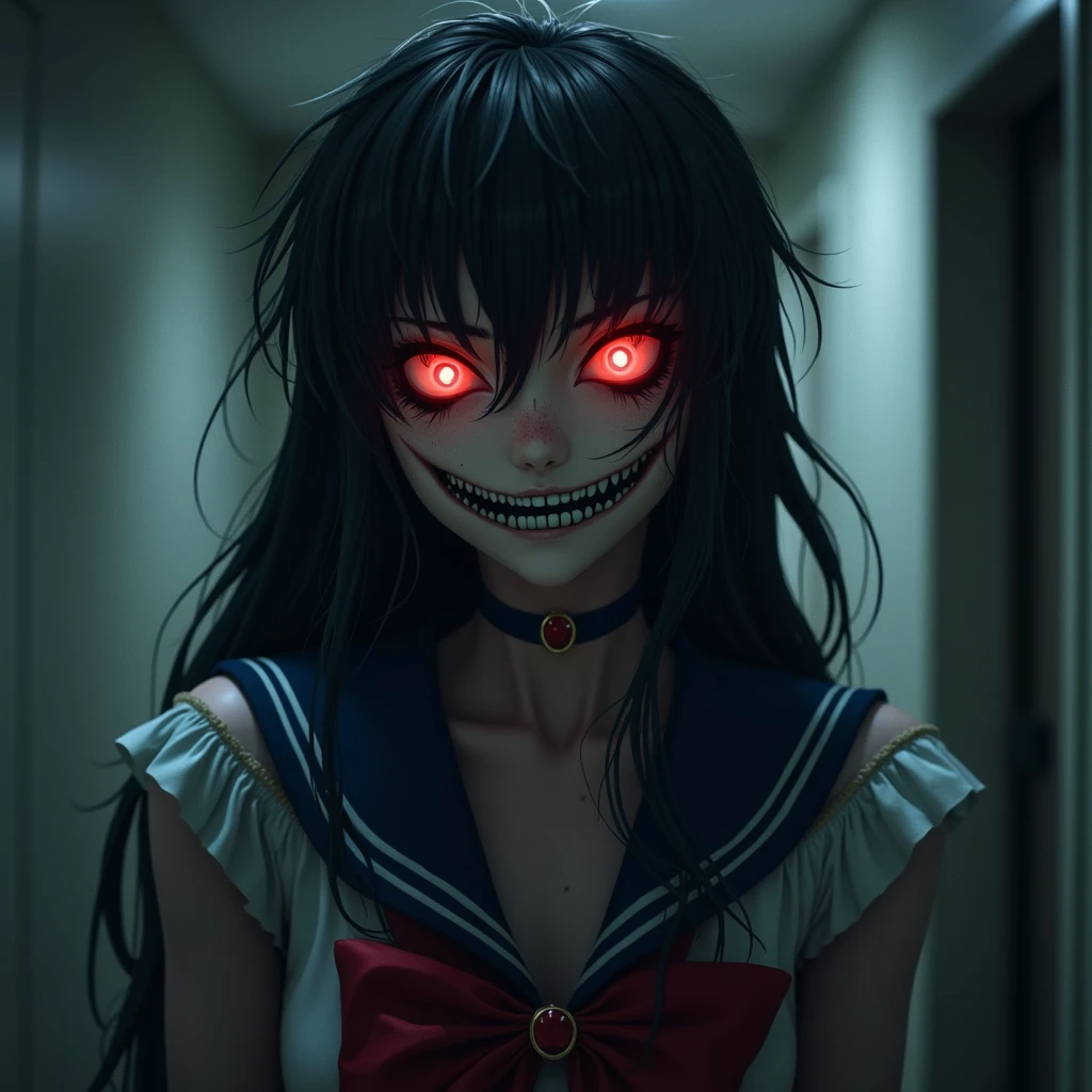 Sailor moon is Ryuk from death note creepy smile, realism, hd - SeaArt AI