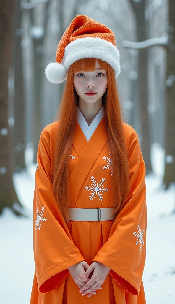 imaginary snow forest Orange Haori White embroidery cute Young Japanese ...