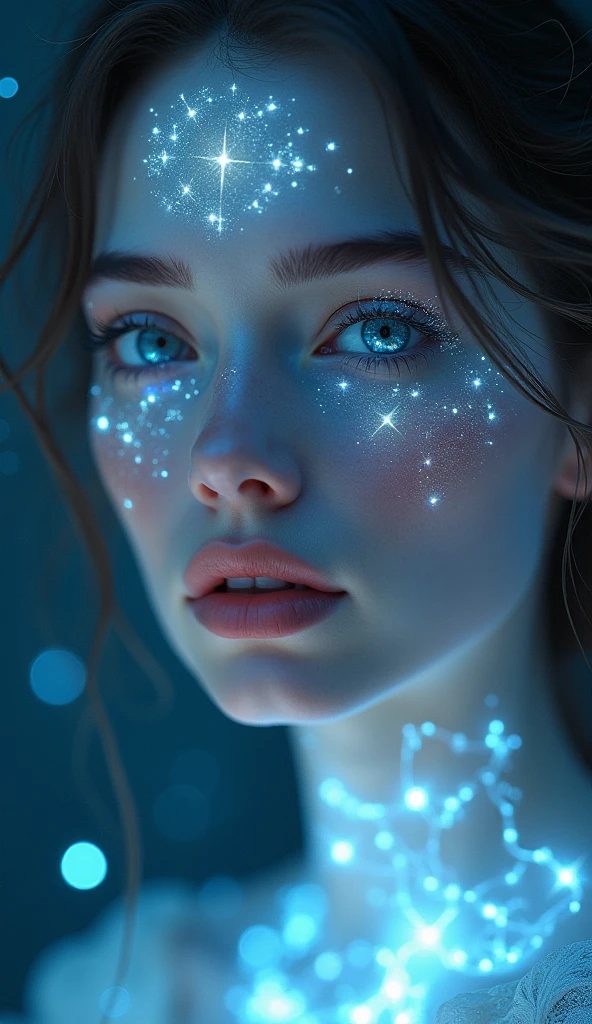 "A mystical Cancer zodiac woman, close-up on her luminous face - SeaArt AI