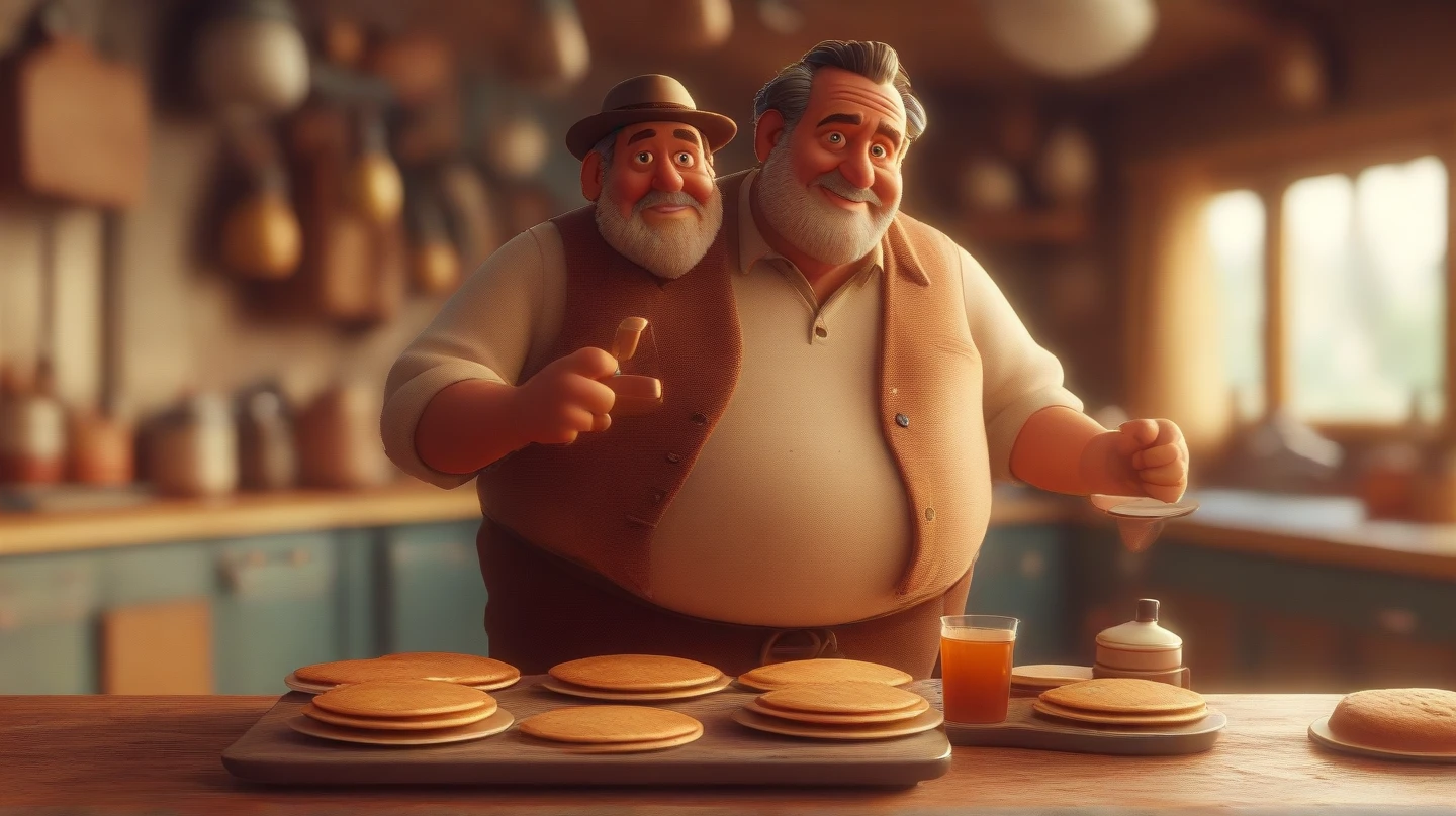 Character: fat Uncle John, the same appearance as before. Background ...