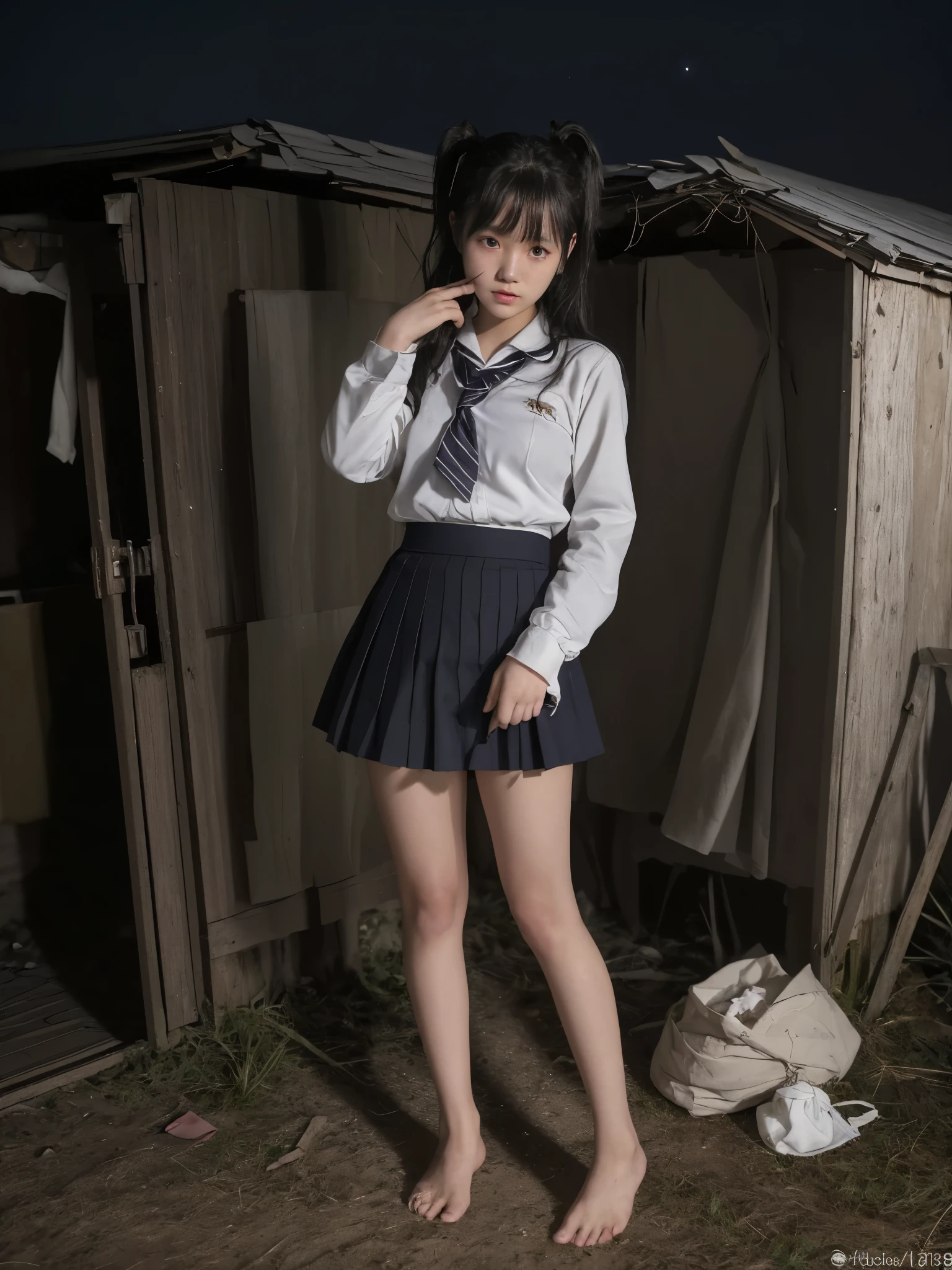 Arafed asian woman in a school uniform posing for a picture - SeaArt AI
