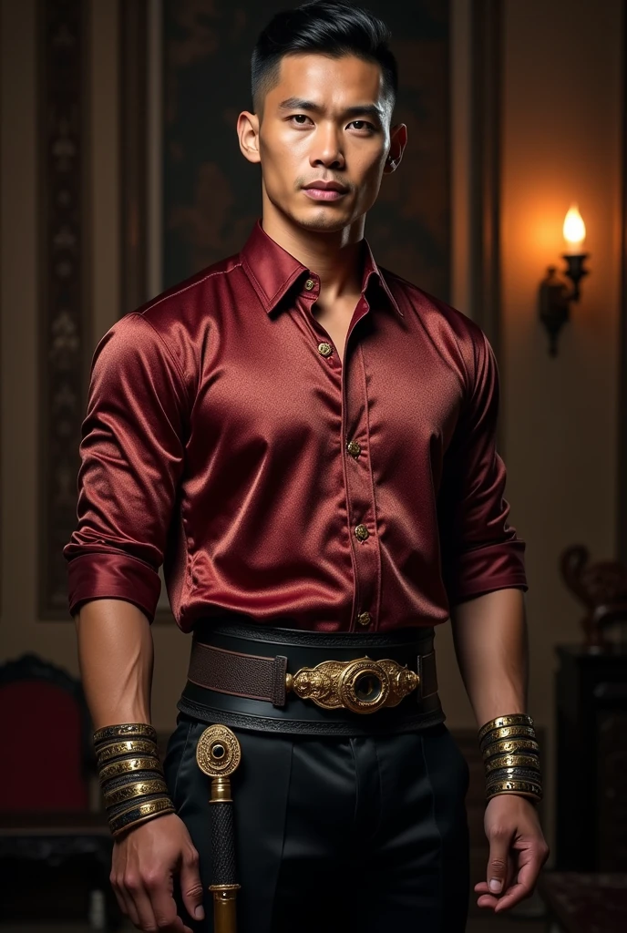 "Portrait of a powerful male antagonist in luxurious Thai traditional ...