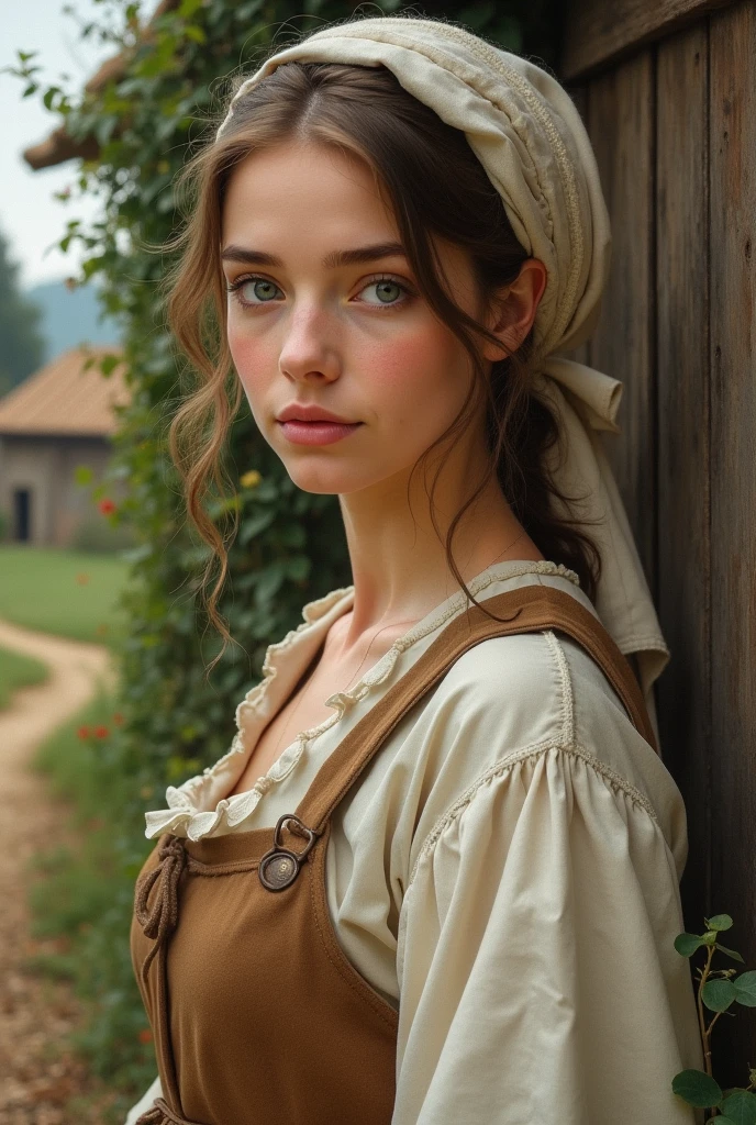 A captivating portrayal of a young peasant woman from medieval Europe ...