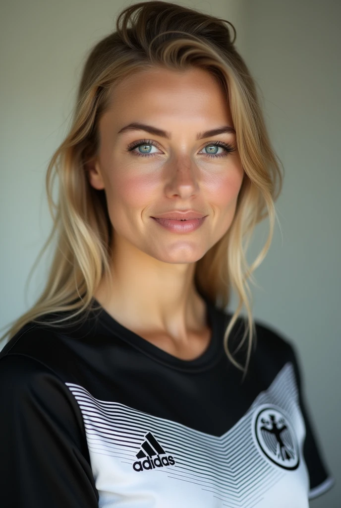 A beautiful woman with German features , with light skin, Blonde and ...