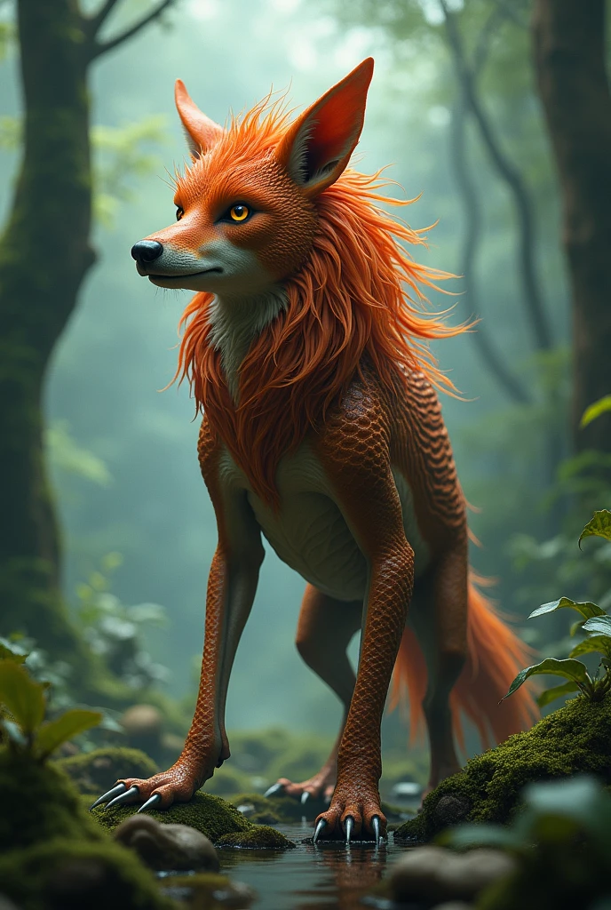 Hybryda ryba z Wilk grzywiasty rudy - SeaArt AI