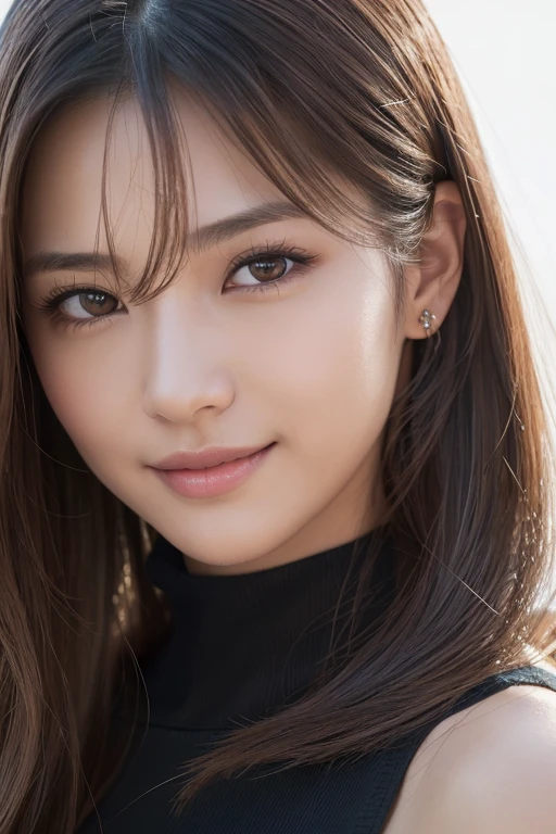 Japanese woman wearing a black turtleneck sleeveless sweater - SeaArt AI