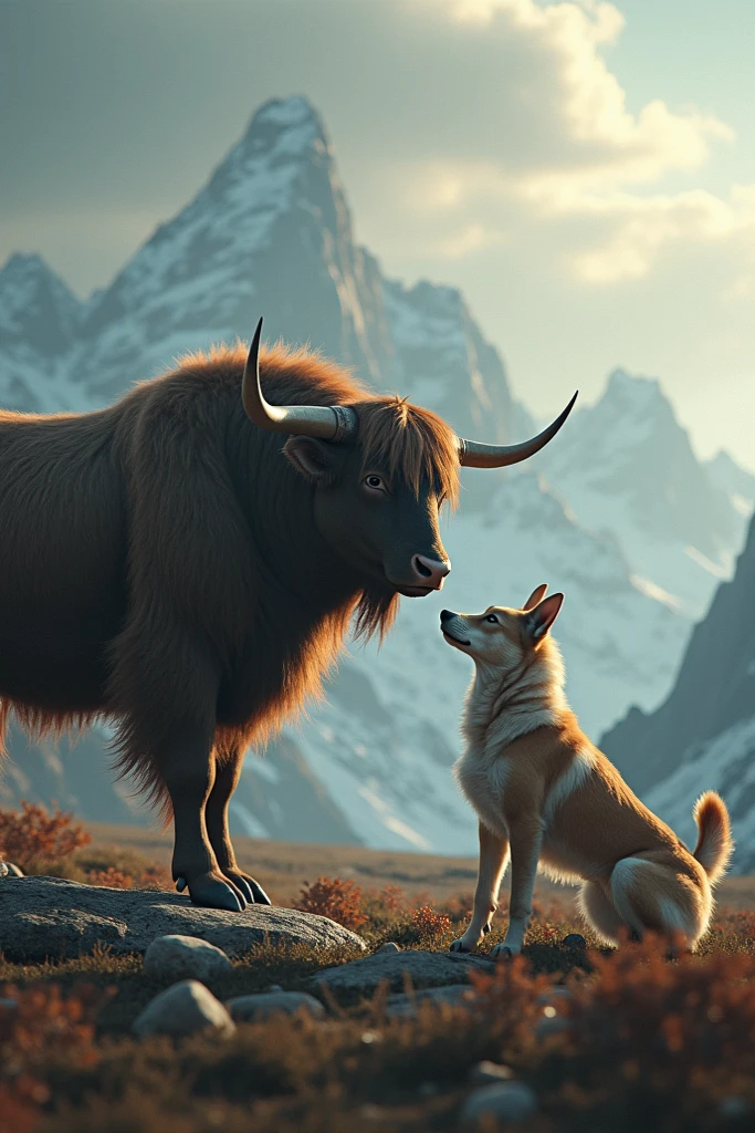 Here’s a cinematic origin story in English combining an ox and a dog ...