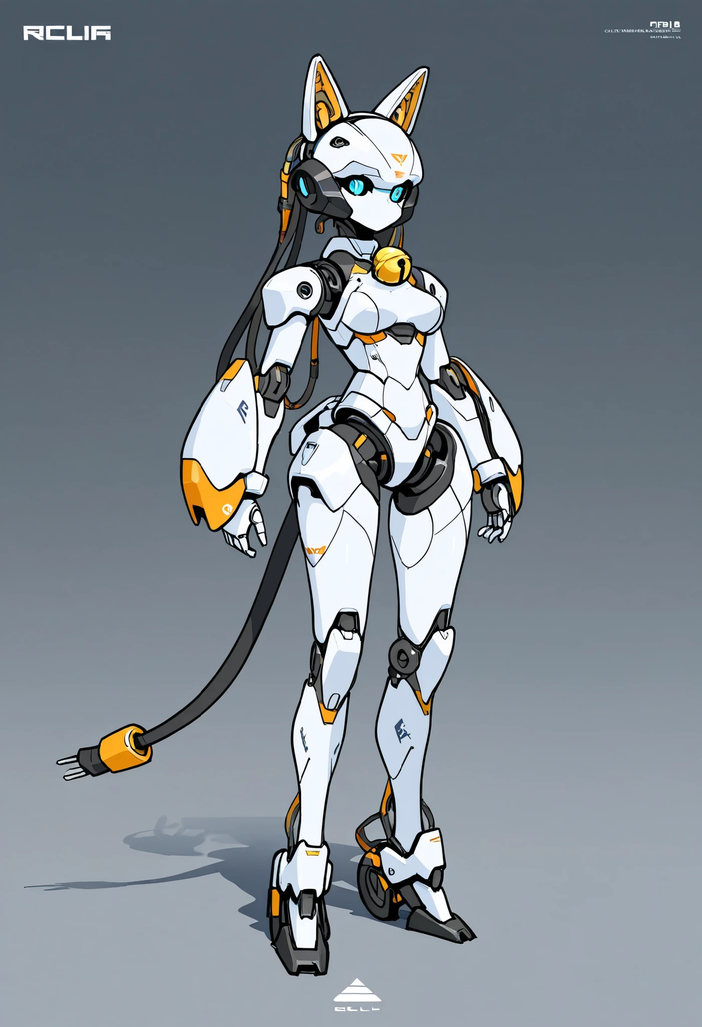 A close up of a robot with a cat tail and a cat head - SeaArt AI