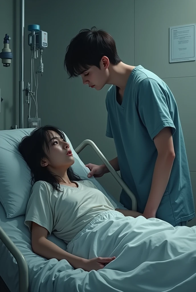 Couple sad picture in hostipal girl patient boy sad - SeaArt AI