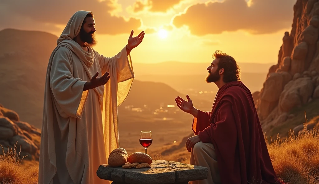 Portray the moment when Melchizedek blesses Abraham . Melchizedek is ...