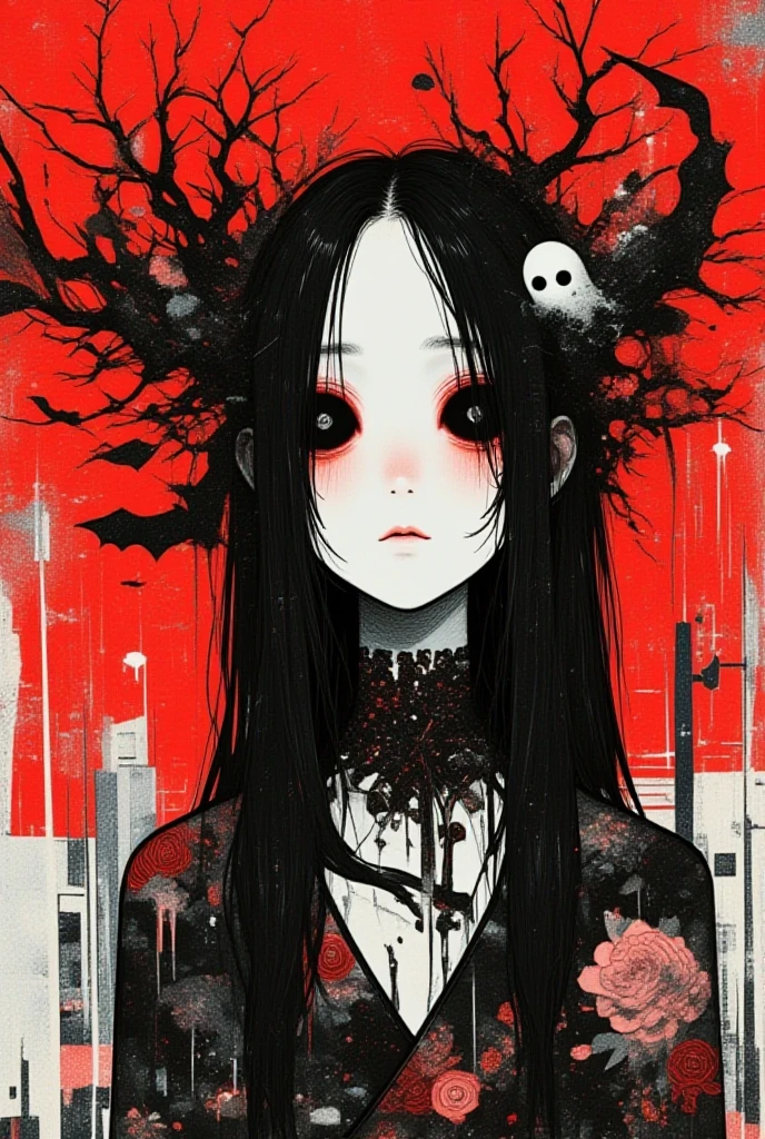 a crazy woman with a ghost 、 a crazy ghost woman said 「I have a grudge ...